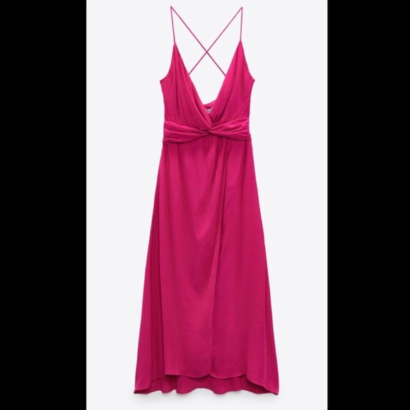 Zara | Dresses | Zara Hot Pink Midi Strappy Dress | Poshmark